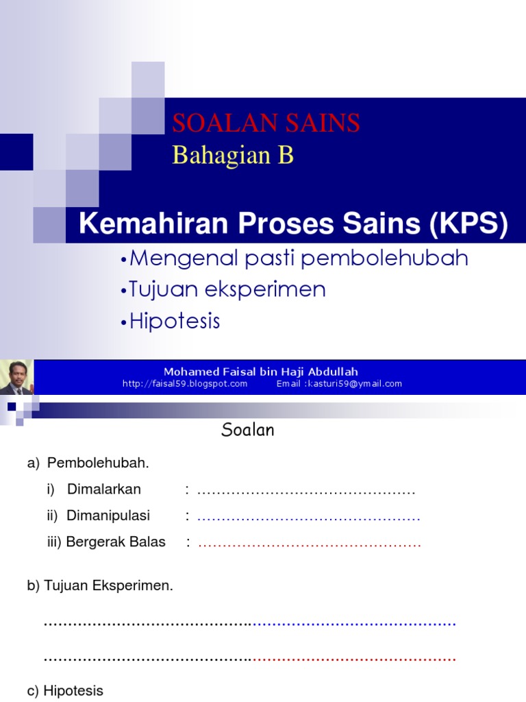 Soalan KPS Pembolehubah - Tujuan - Hipotes - Pps | PDF