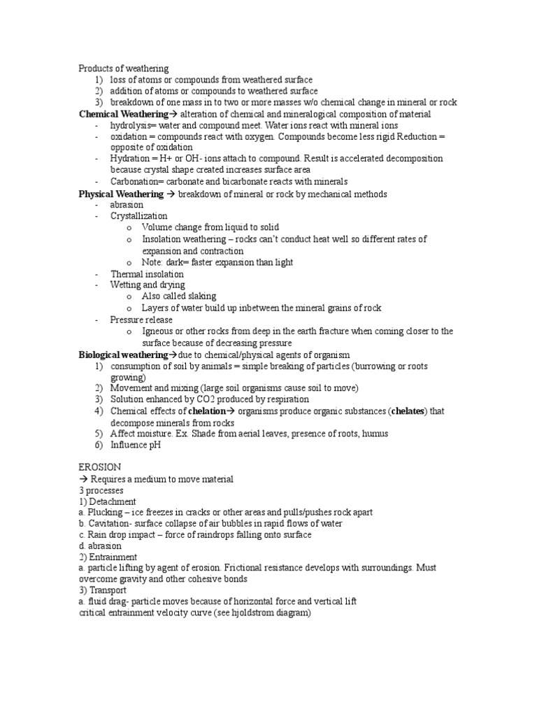 Geography Notes Weathering | PDF | Weathering | Soil