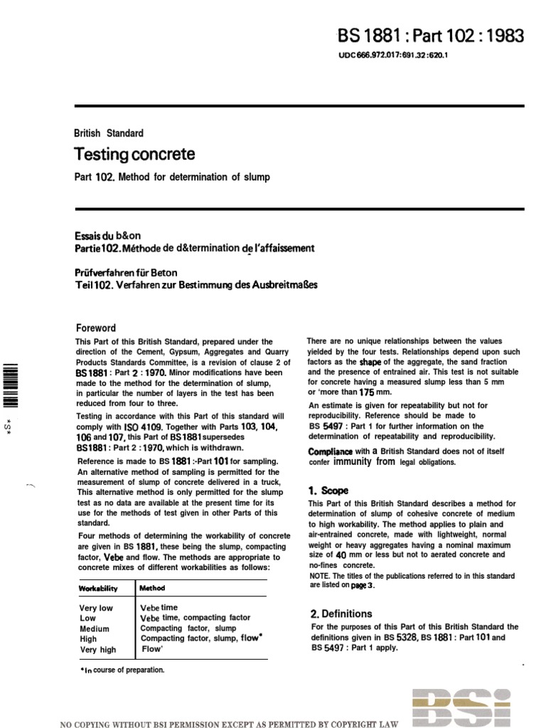 BS 1881-Part 102-83 | Download Free PDF | Accuracy And Precision | Concrete