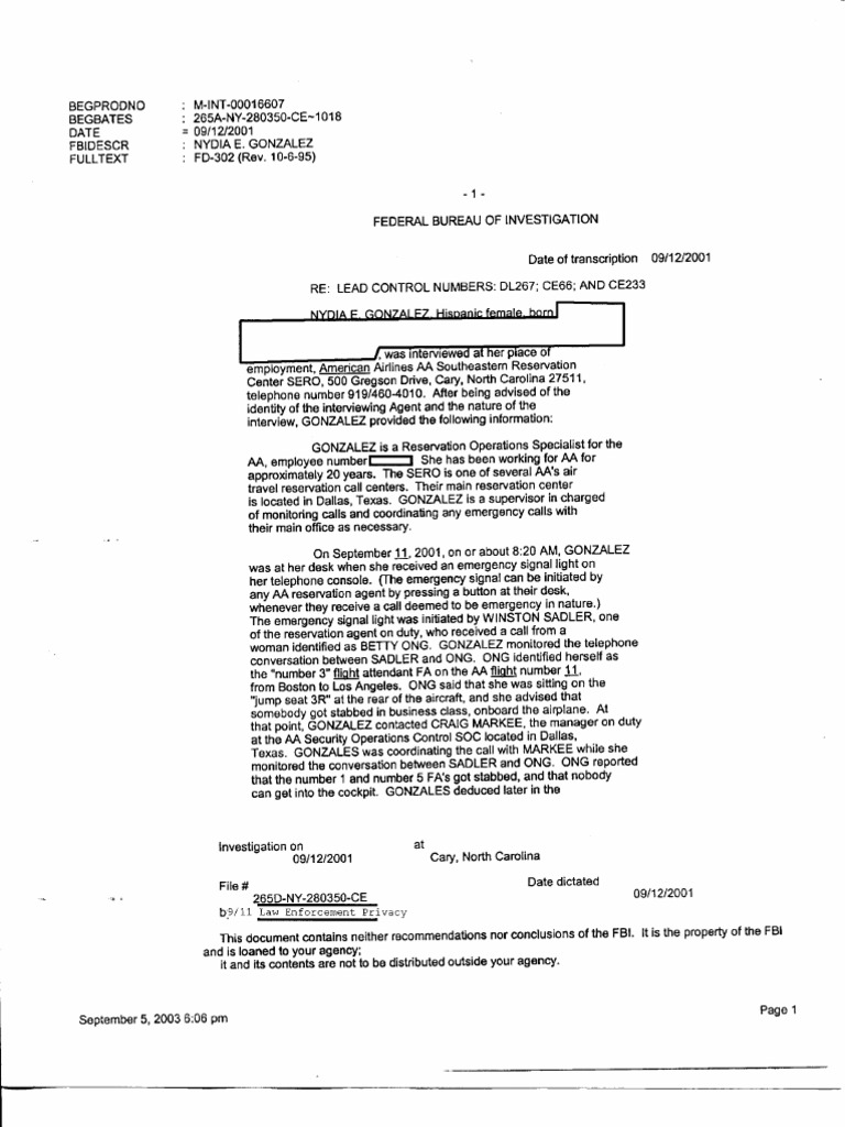 t7 b11 - FBI 302 - Knife and American and Flight and 11 FDR - FBI 302s ...