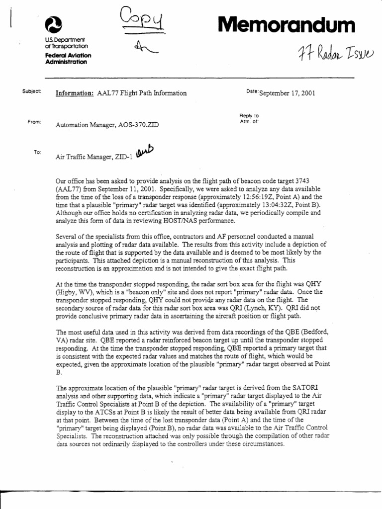 T8 B3 FAA GL Region FDR - AAL 77 Flight Path Information | PDF ...