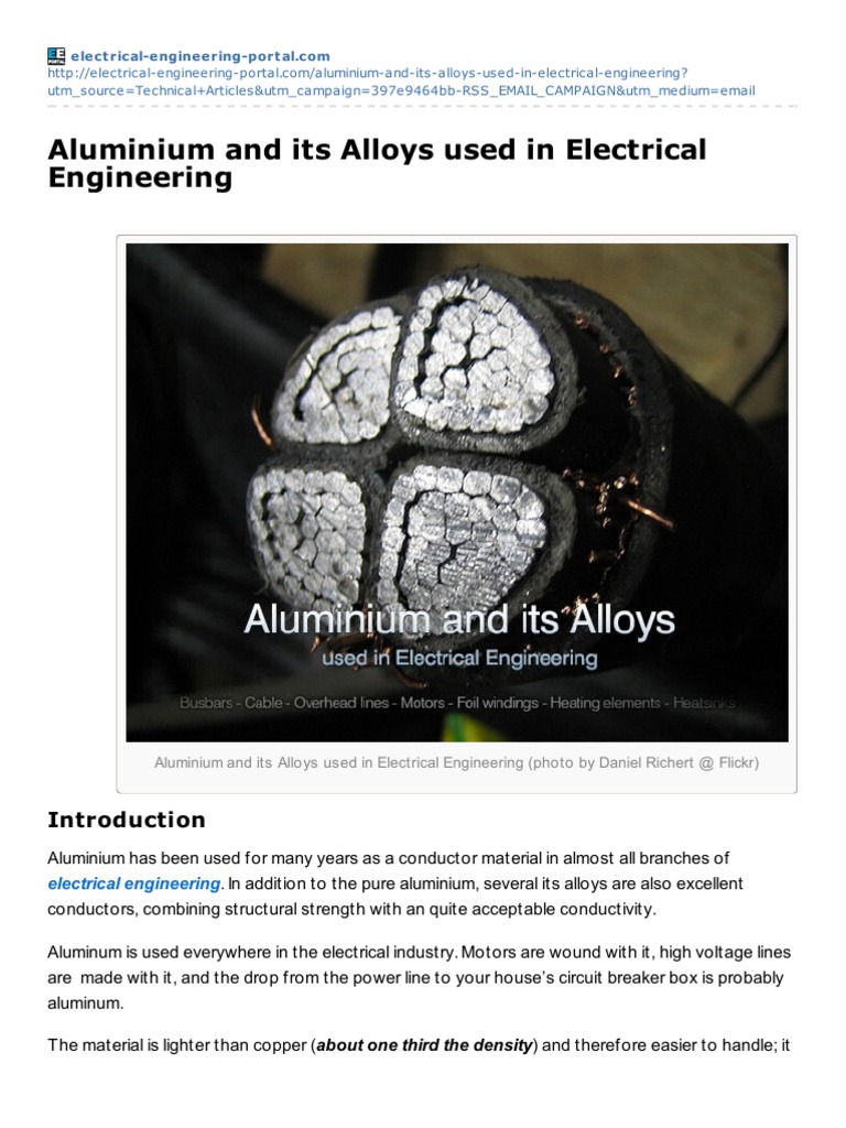 Aluminium and Its Alloys Used in Electrical Engineering | PDF ...