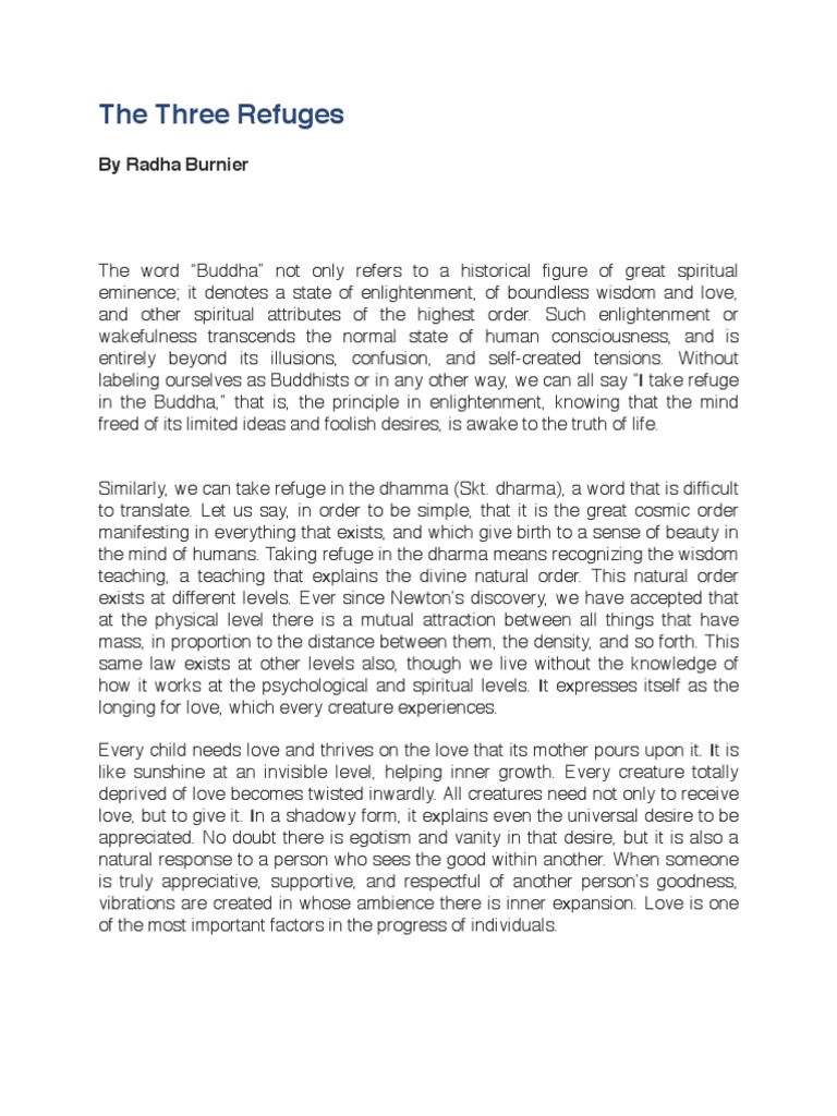 The Three Refuges | PDF | Dharma | Love