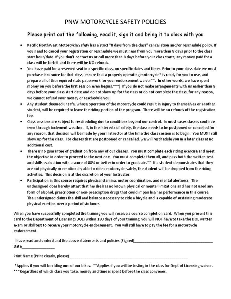 PNW Motorcycle Safety Policies | PDF | Test (Assessment) | Government