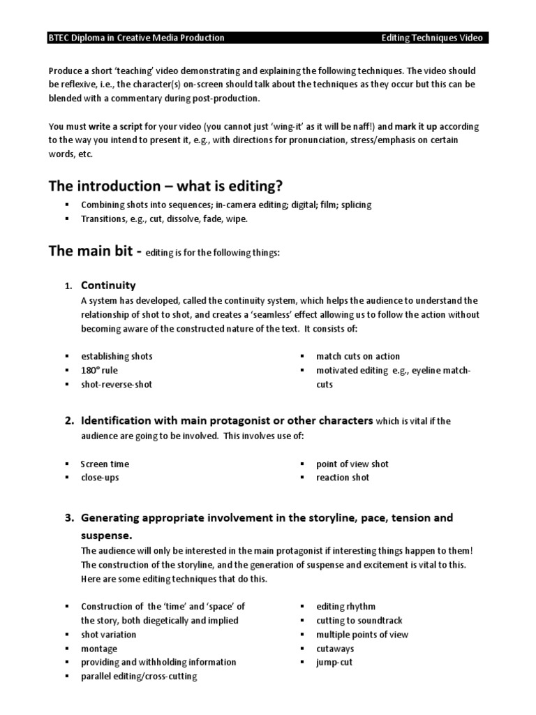 Editing Video Terms & Guidesheet | PDF | Technology & Engineering