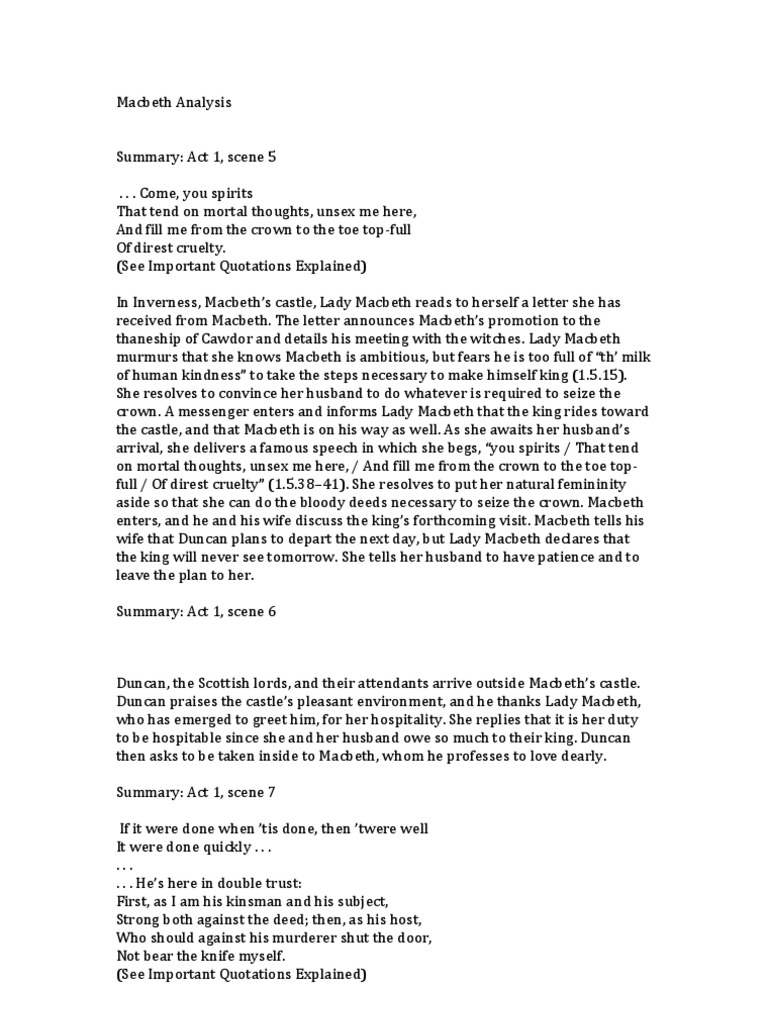 Macbeth Act 1 Scenes 5-7 | PDF | Macbeth