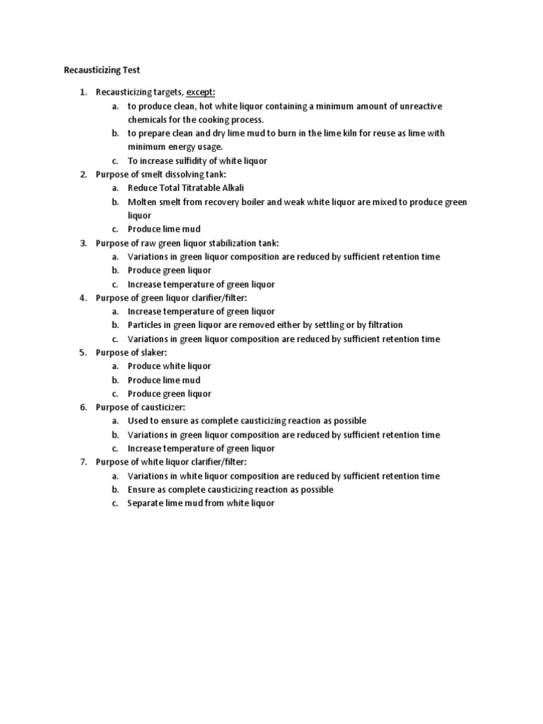 Recausticizing Test | PDF | Filtration | Industrial Processes