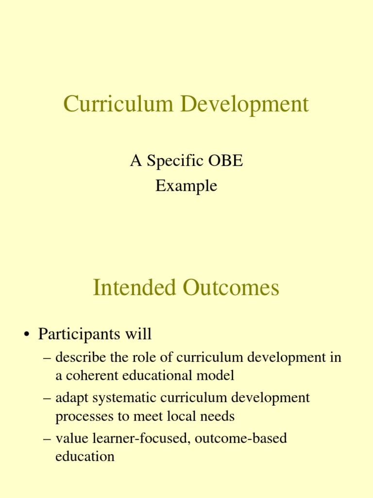 Curriculum Development: A Specific OBE Example | PDF | Curriculum | Learning