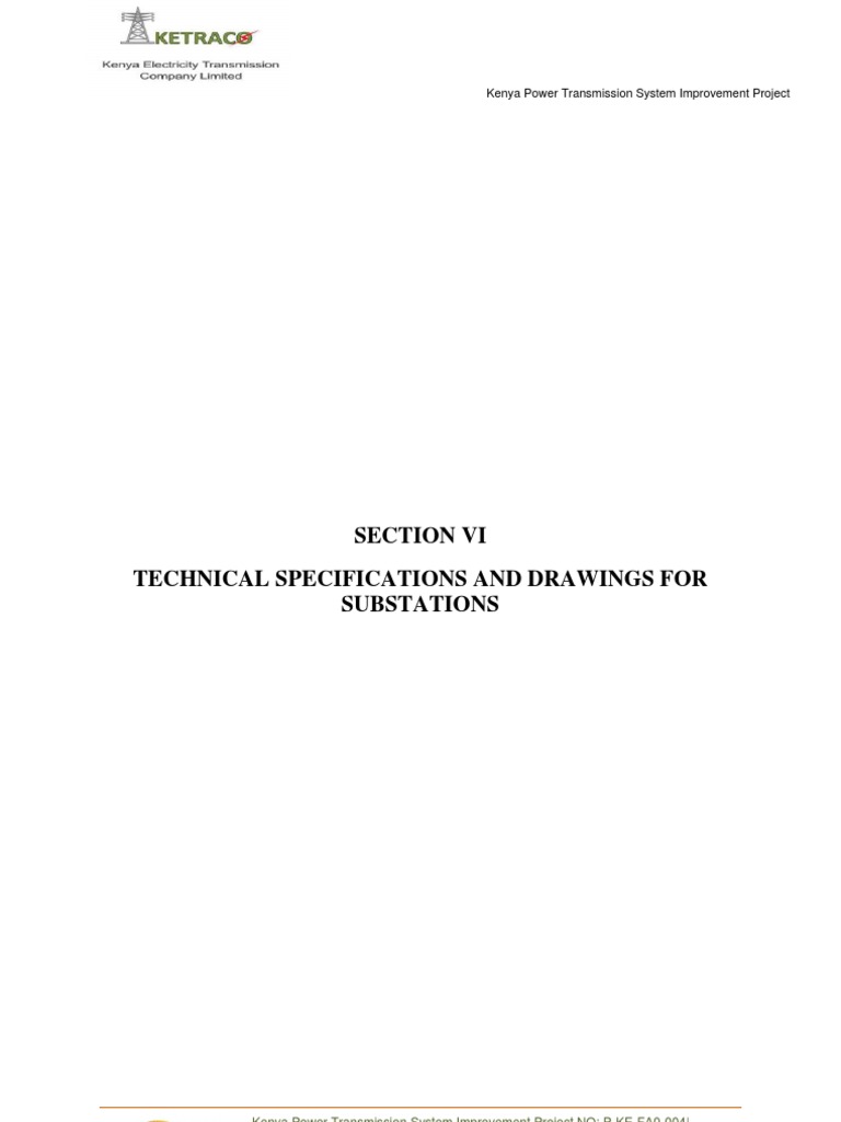 Technical Specifications and Drawings For Substations | PDF | Electrical Substation | Electrical ...