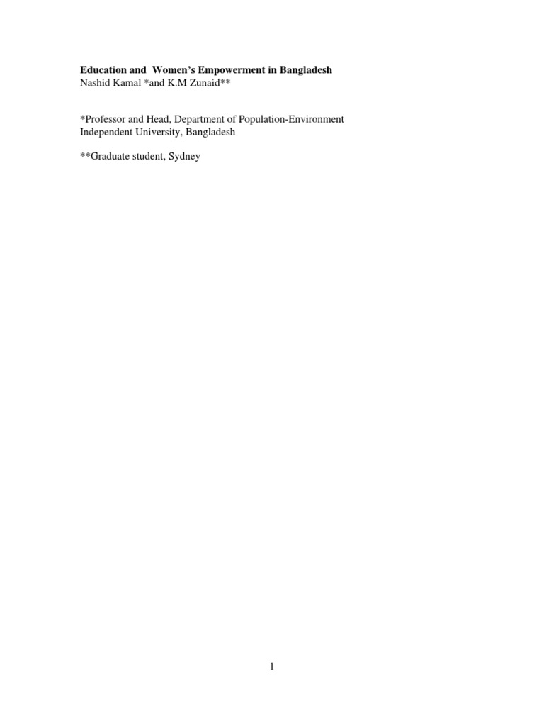 WP-Education & Women Empowerment-Working Paper-N Kamal | PDF ...