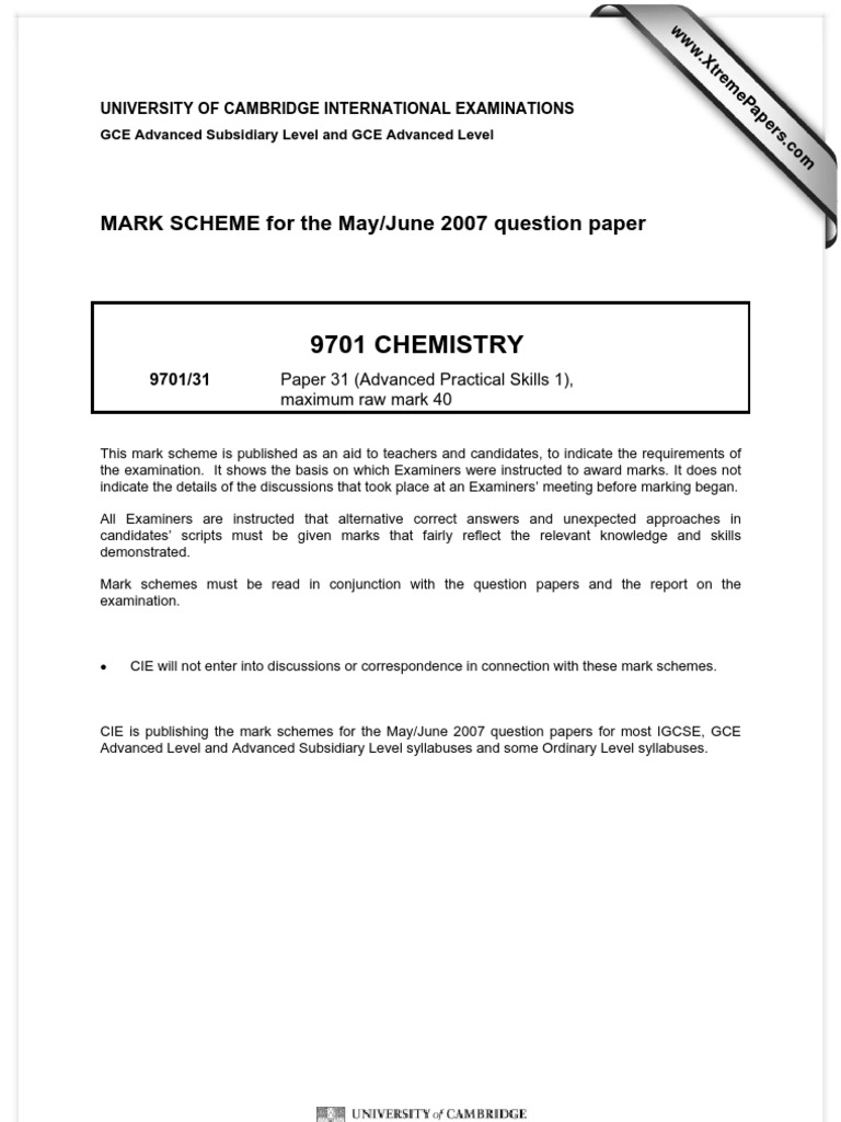 9701 s07 Ms 31 | PDF | Test (Assessment) | Chemical Substances