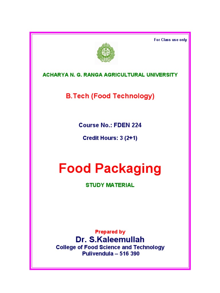 Food Packaging Study Material | PDF | Science & Mathematics