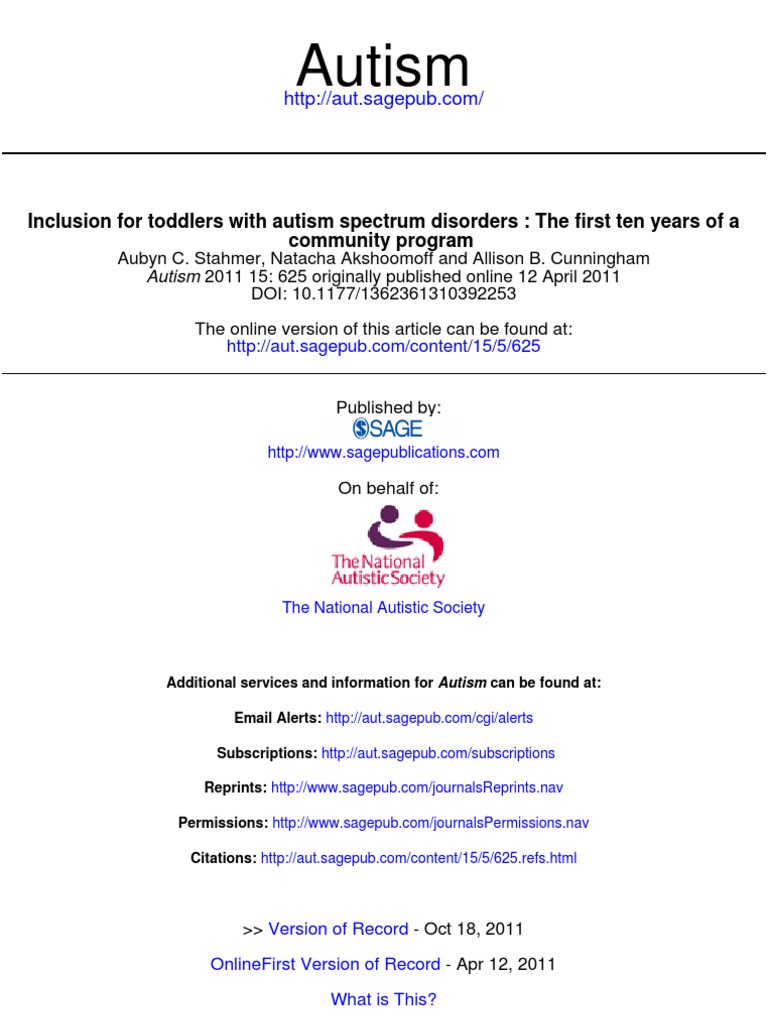 Inclusion of Toddlers - Autism | PDF | Autism Spectrum | Autism