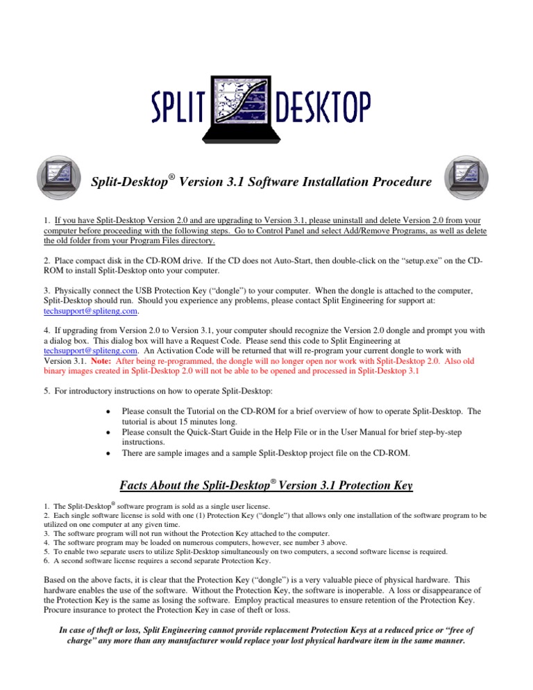 Split-Desktop 3.1 Installation Guide | PDF | Computer Program | Programming