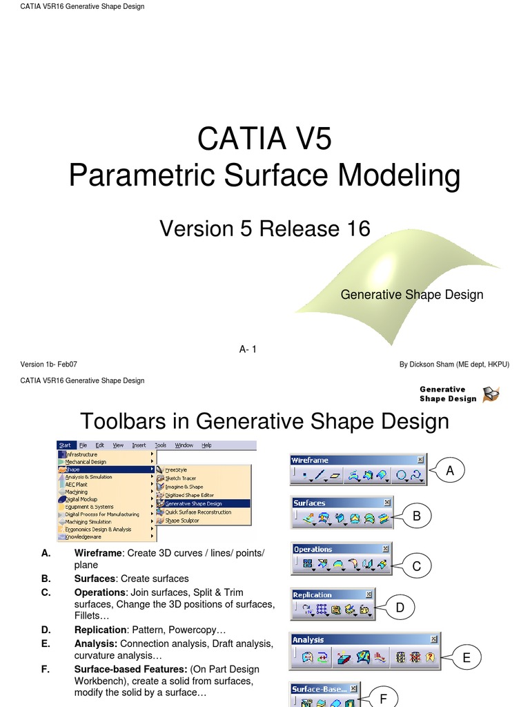 Catia V5 Parametric Surface Modeling: Version 5 Release 16 | PDF | Shape | Curvature