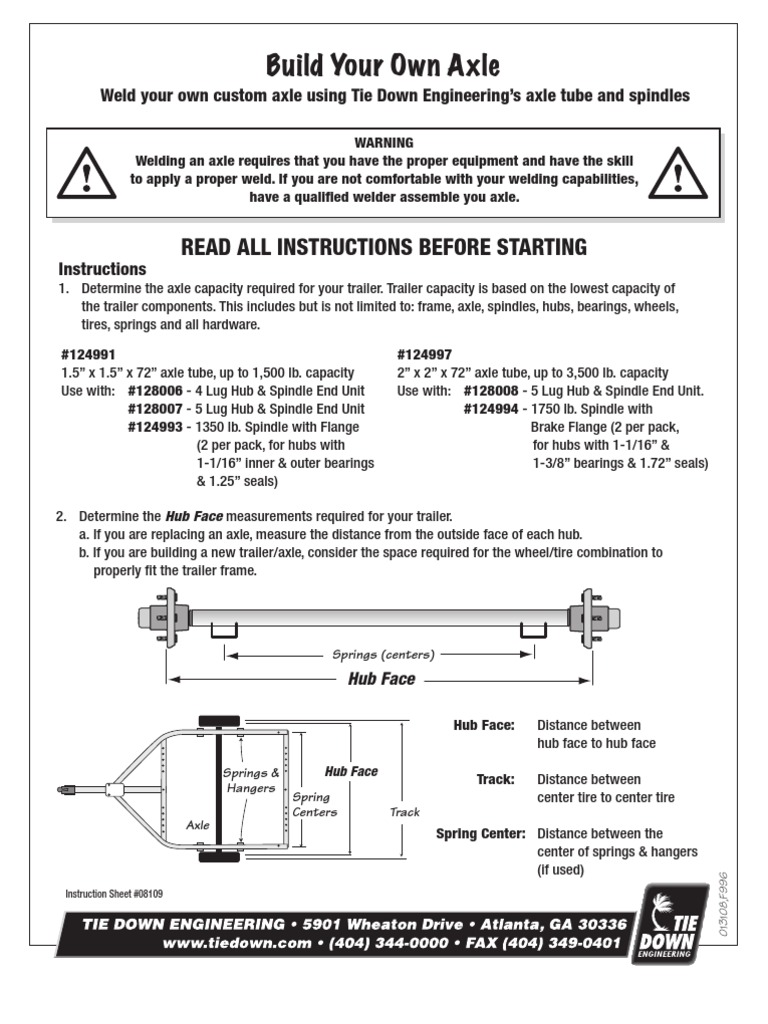 Build Your Own Axle: Read All Instructions Before Starting | PDF | Axle ...
