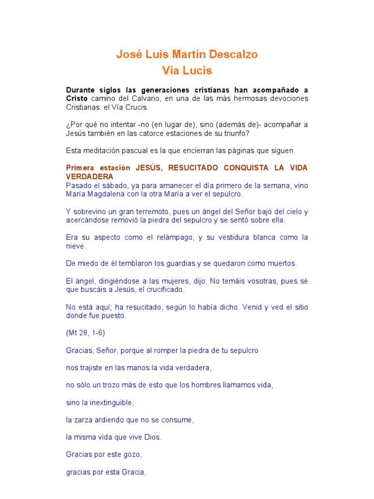 Jose Luis Martin Descalzo Via Lucis | PDF | La resurrección de Jesús ...