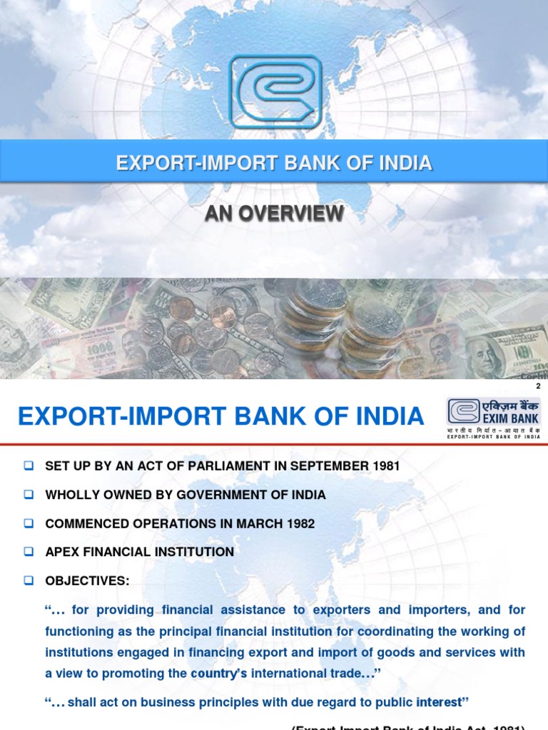 Export-Import Bank of India: An Overview | PDF | Credit (Finance) | Exports
