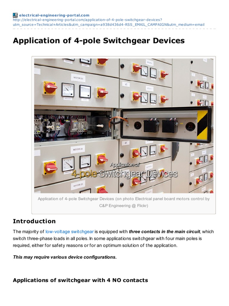 Application of 4 Pole Switchgear Devices | PDF | Alternating Current | Switch