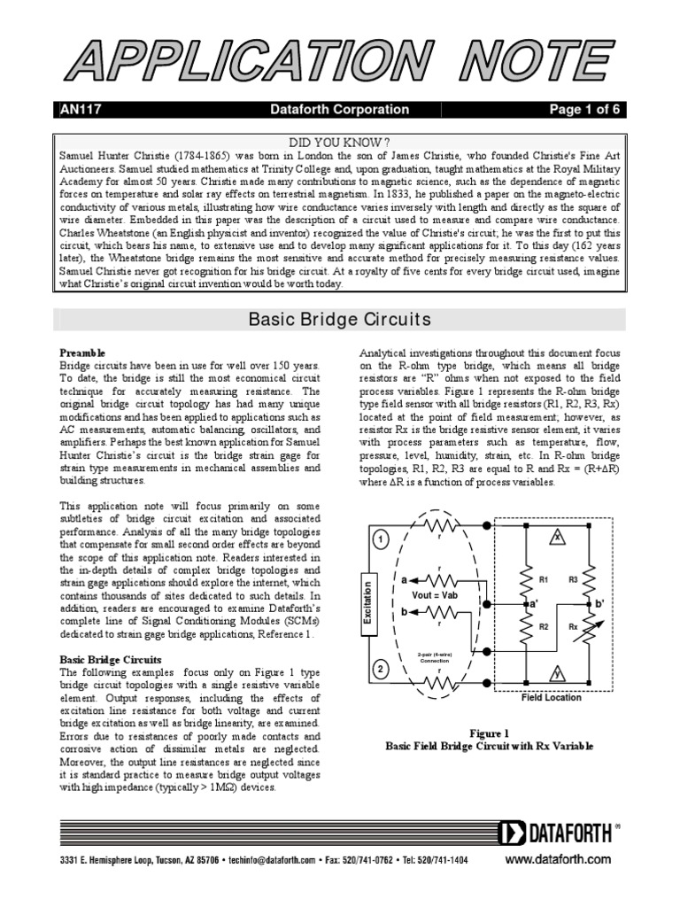 An117-Basic Bridge Circuits | PDF | Electrical Resistance And ...