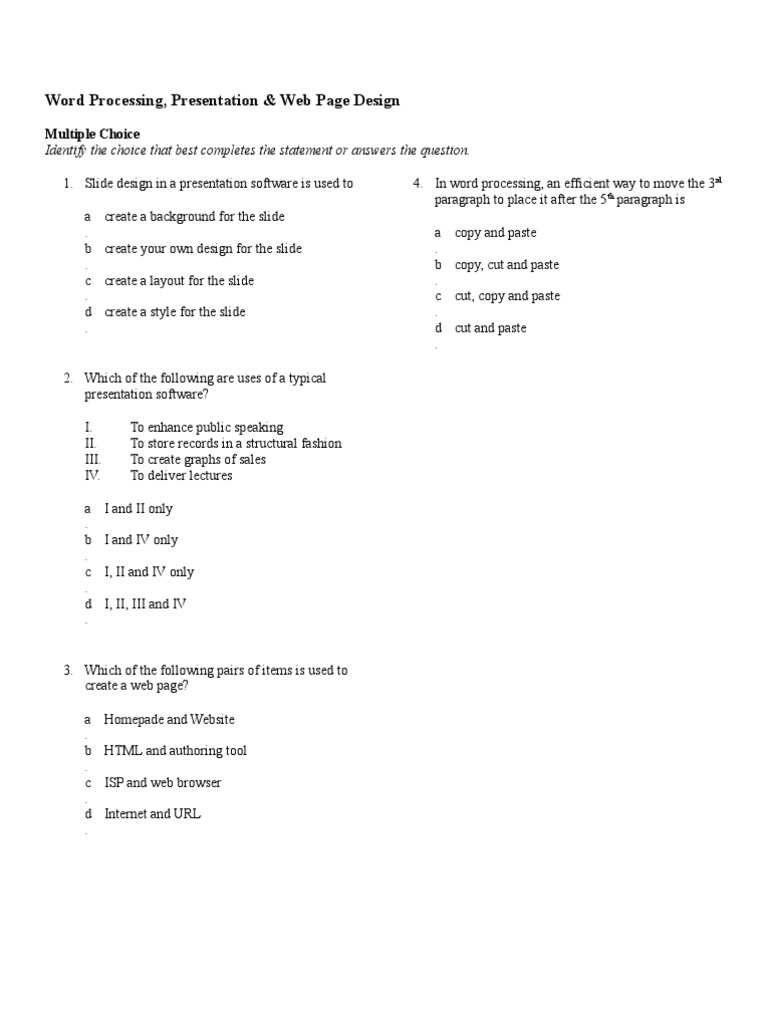 MC Word Processing Presentation Web Page Design | PDF | World Wide Web ...