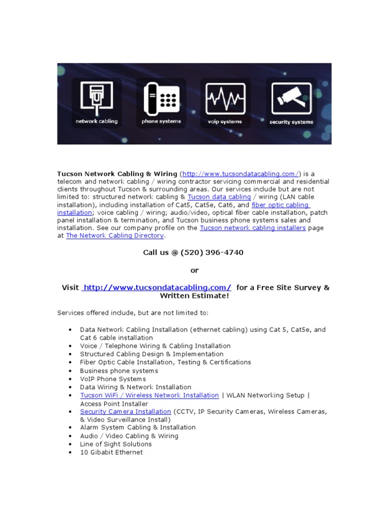 Tucson Network Cabling & Fiber Optic | PDF | Wi Fi | Wireless Lan