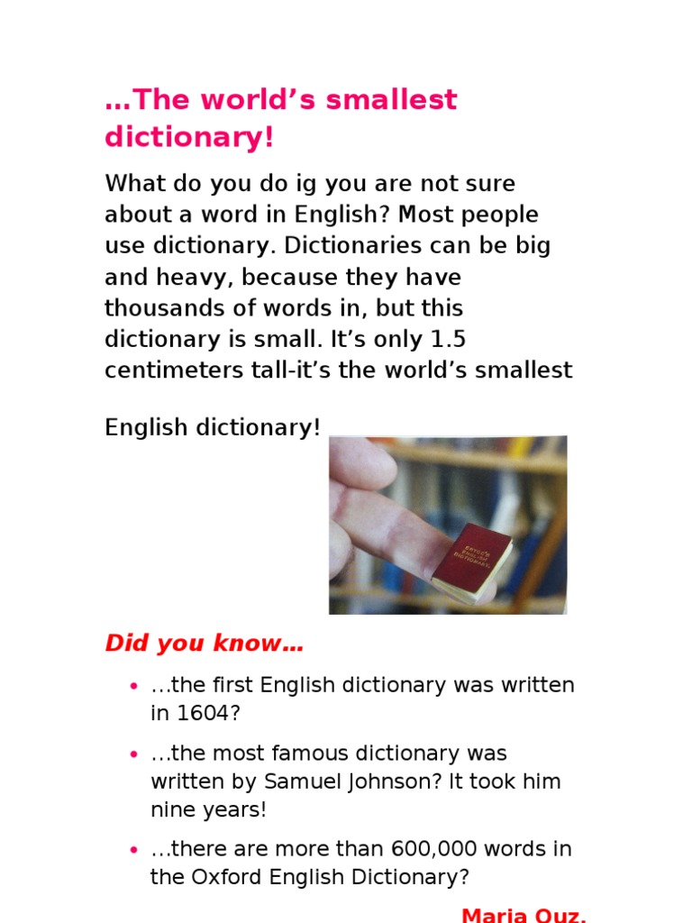 The World Smallest Dictionary | PDF | Reference Works | Non Fiction ...