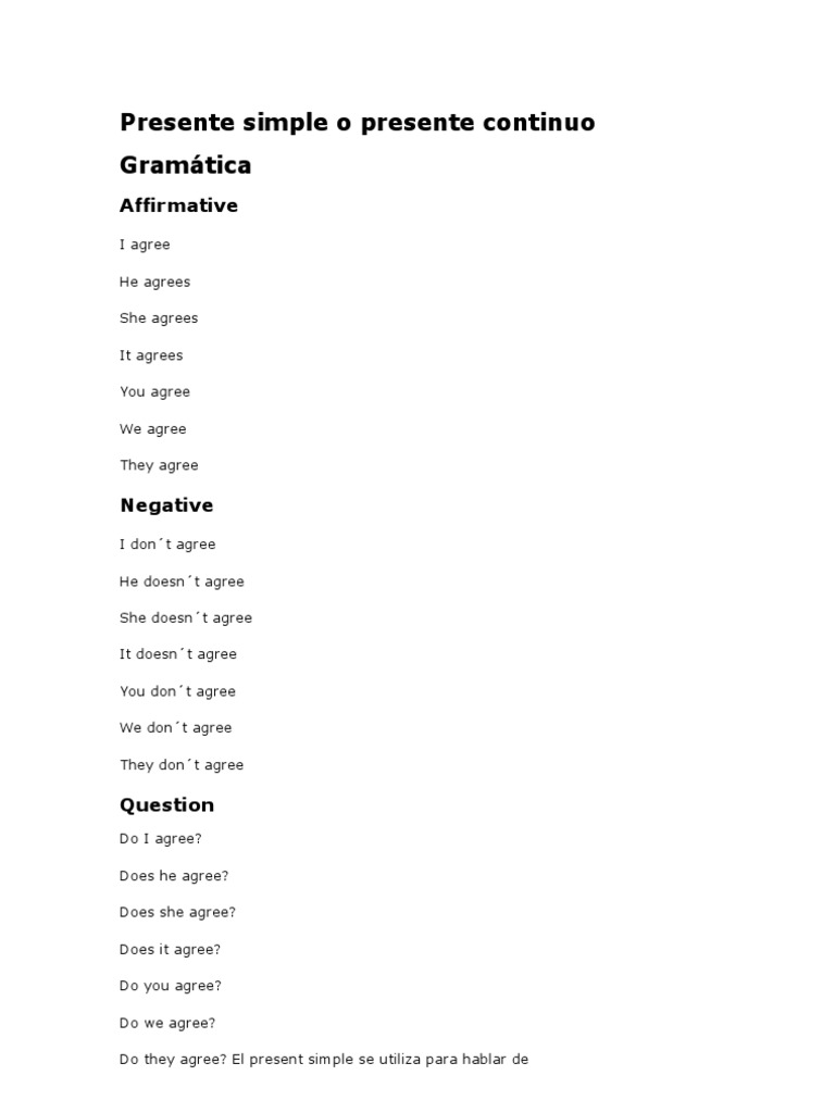 Presente Simple y Continuo | PDF | Leisure