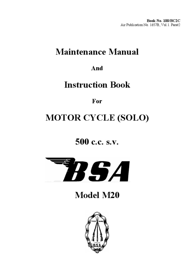 BSA M20 Maintenance Manual | PDF | Carburetor | Piston