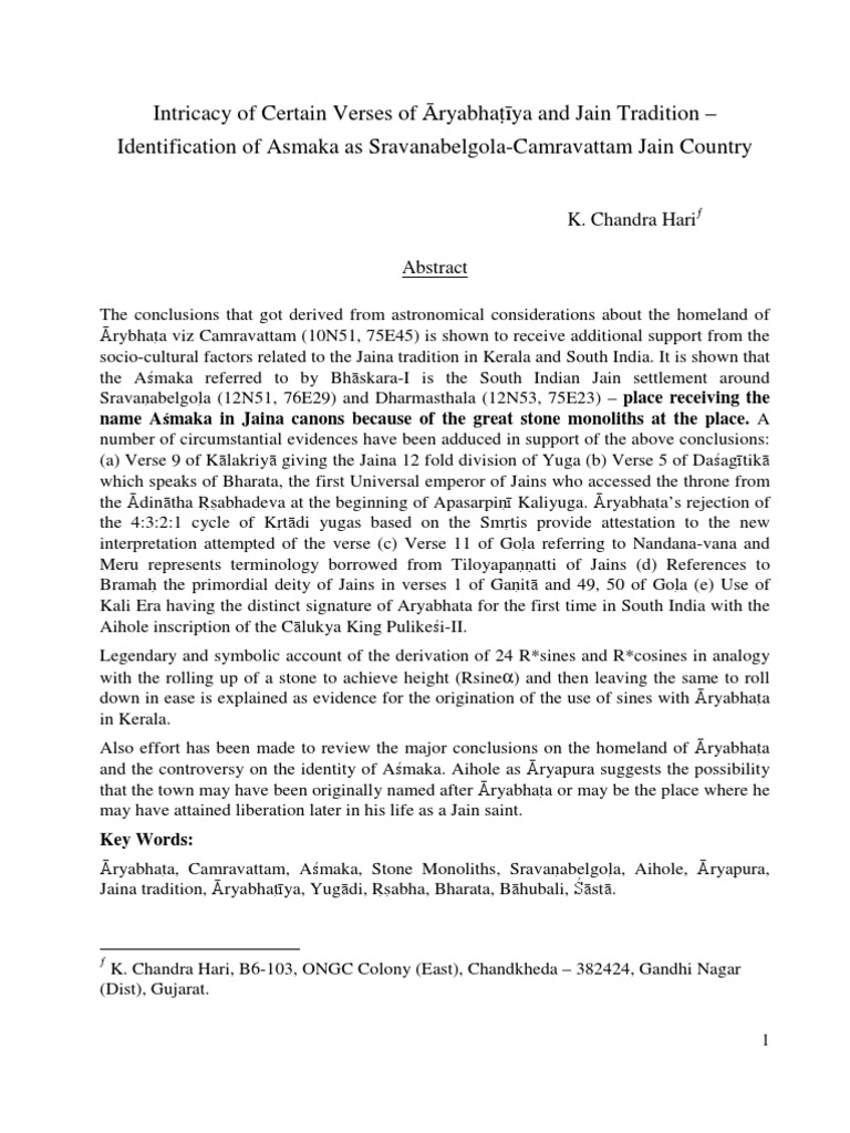 Identification of Asmaka - Aryabhata and Jain Tradition | PDF ...