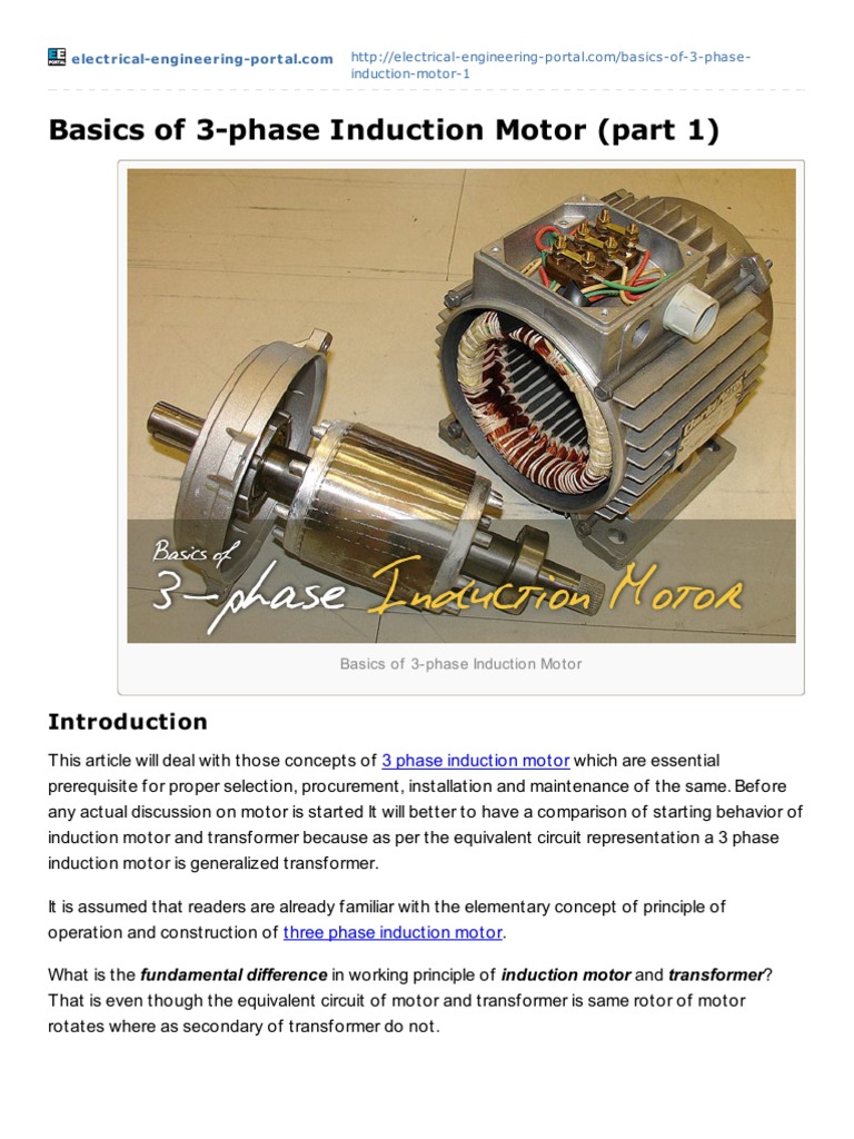 Basics of 3-Phase Induction Motors | PDF | Transformer ...