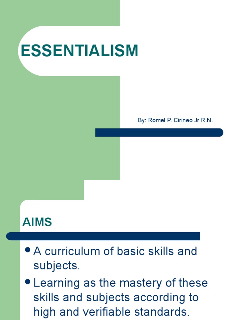 Essentialism | PDF | Essentialism | Curriculum