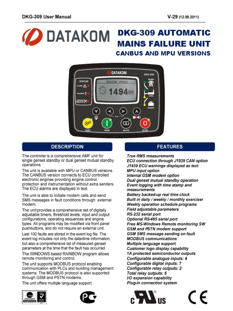 Datakom 309 Manual | PDF