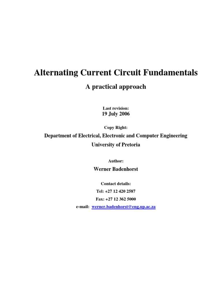 Alternating Current Circuit Fundamentals | PDF | Capacitor | Inductor