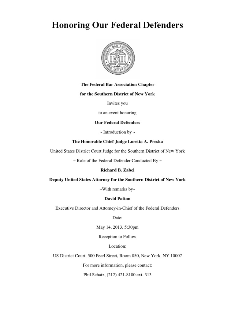 Honoring Our Federal Defenders | Download Free PDF | Public Defender ...