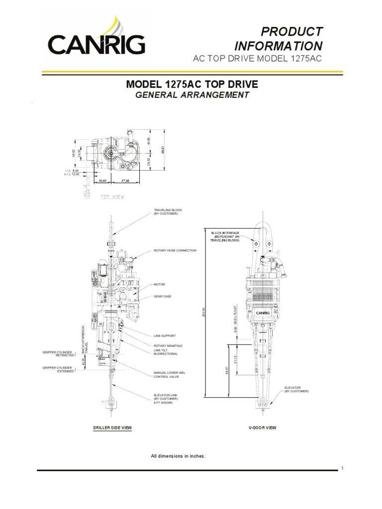 Canrig Top Drive Model 1275 Ac | PDF | Electric Motor | Horsepower