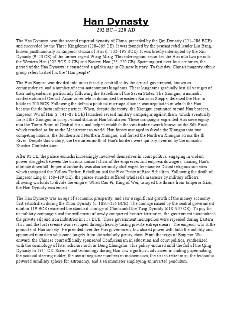 Han Dynasty | PDF | Han Dynasty | History Of China