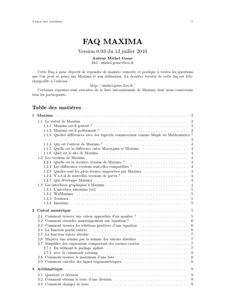 FAQ Maxima pour Utilisateurs Avancés | PDF | Racine carrée | Logiciel