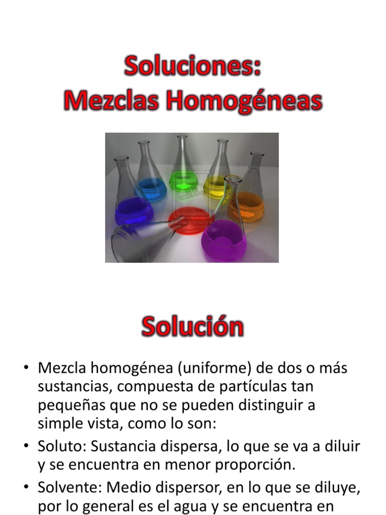 Soluciones Mezclas Homogeneas | Química | Ciencias fisicas