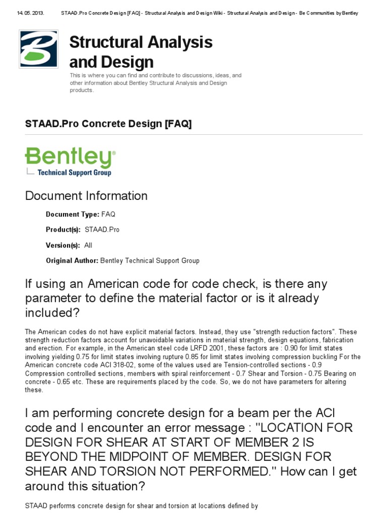 Structural Analysis and Design: STAAD - Pro Concrete Design (FAQ) | PDF ...