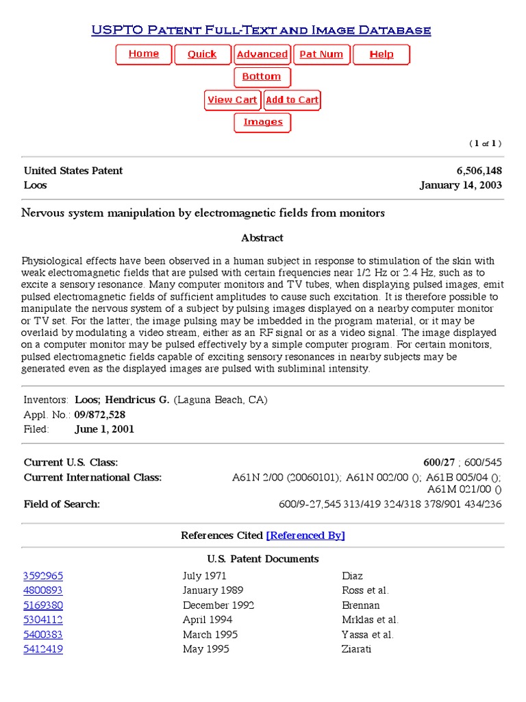 US Patent 6506148 - Nervous System Manipulation | PDF | Science ...