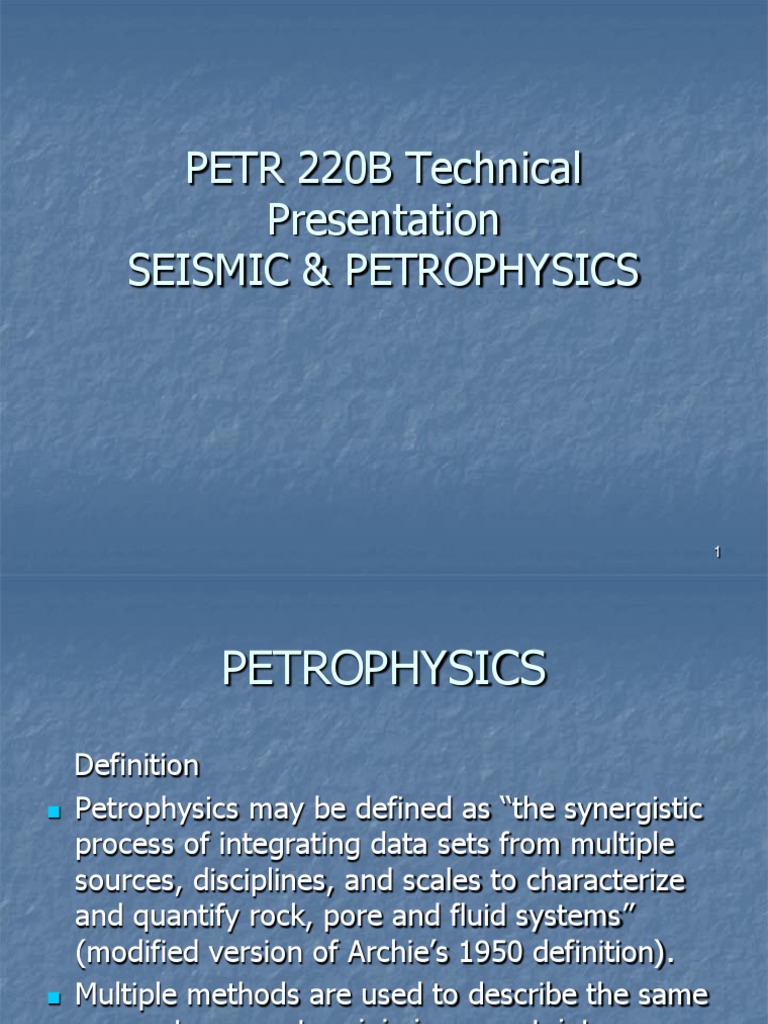 Seismic and Petrophysics | PDF | Petroleum Reservoir | Geology