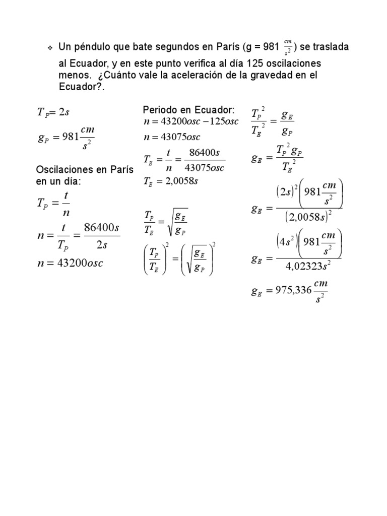 Solución ejercicios pendulo