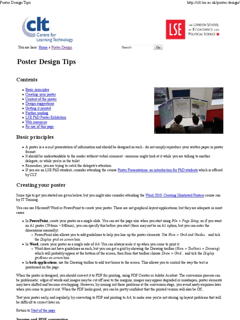 Poster Design Tips | PDF | Portable Document Format | Page Layout