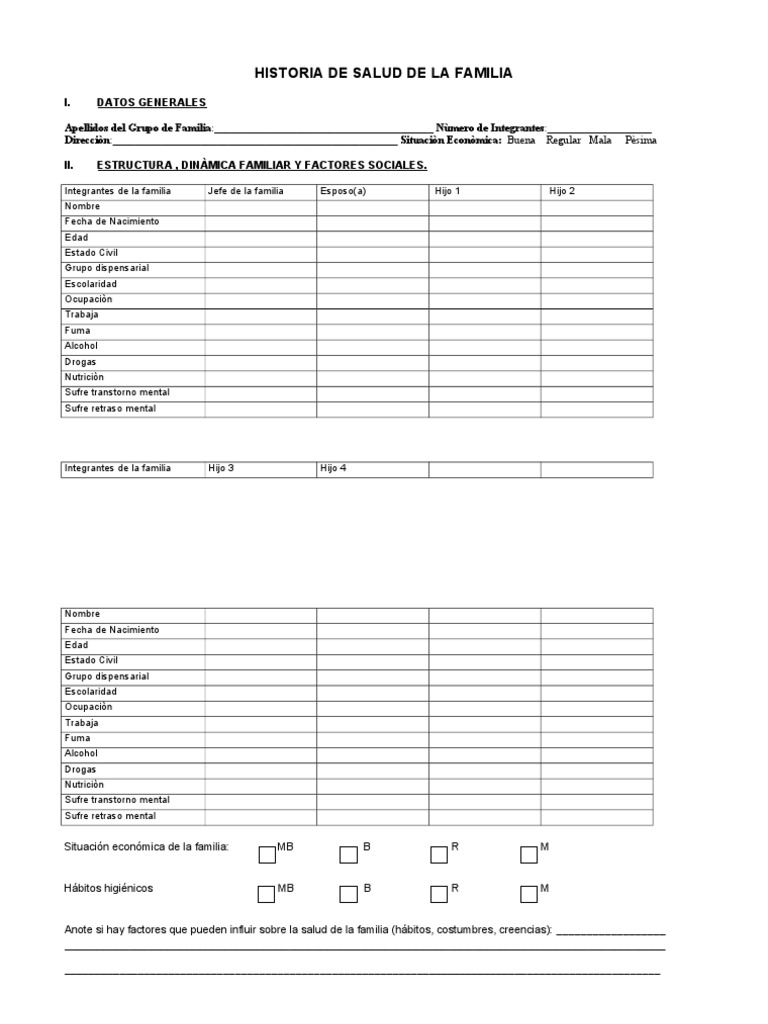 Ficha Familiar | PDF | Ciencias de la Salud | Medicina