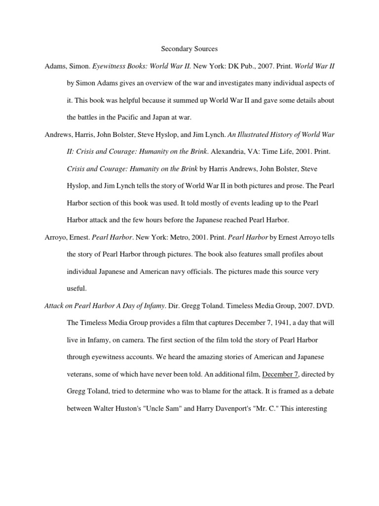 Secondary Sources | PDF | Attack On Pearl Harbor | Military