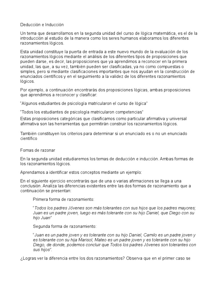 Deduccion e Induccion | PDF | Razón | Razonamiento inductivo