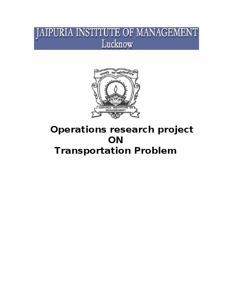 Transportation Problem in Operations Research | PDF | Linear ...
