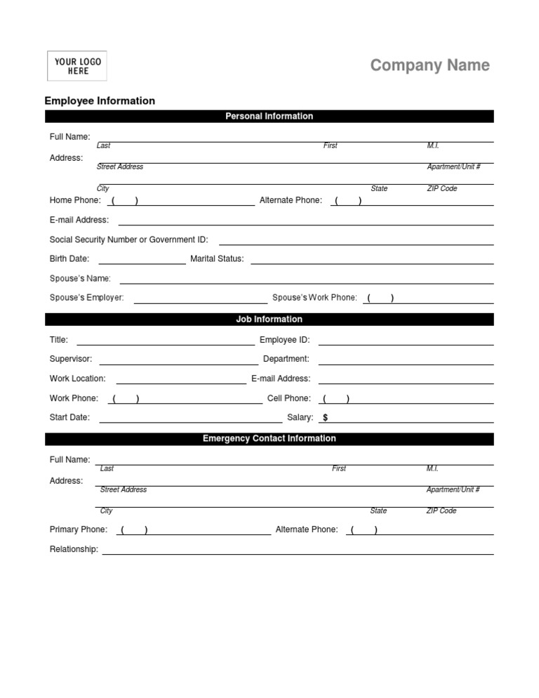 Comprehensive Employee Information Form | PDF | Law