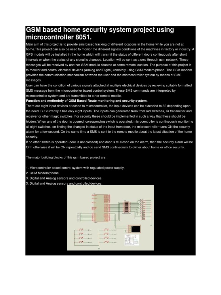 Gsm Based Home Security System Project Using Microcontroller 8051 Pdf